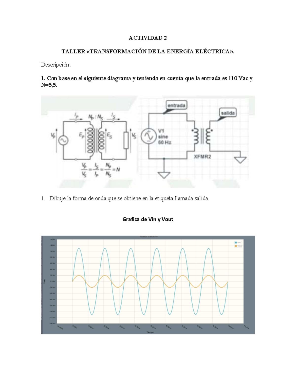 Actividad 2: Taller sobre Transformación de la Energía Eléctrica - Studocu