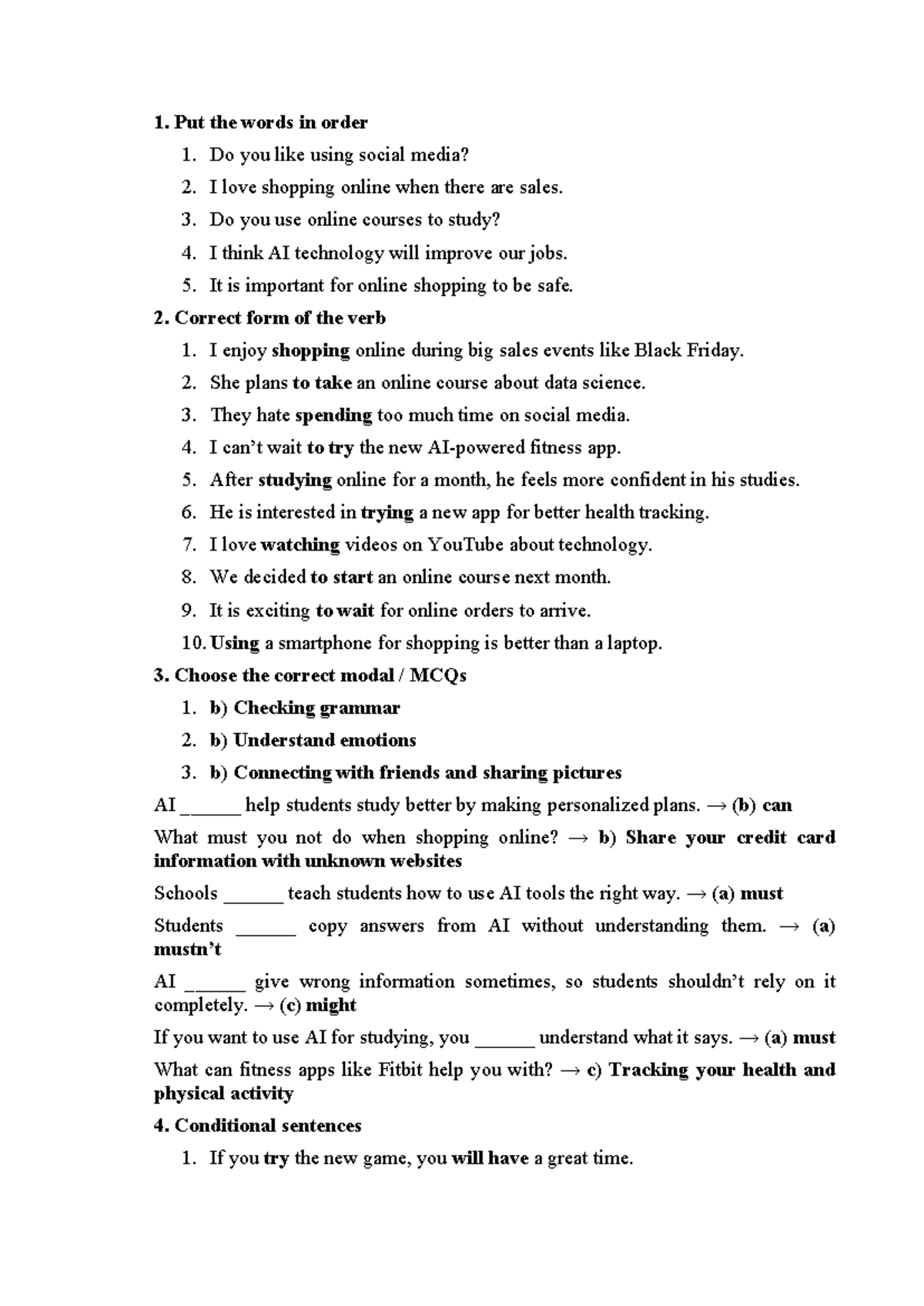 ESL 101: Social Media & Online Shopping - Verb Forms & Modals - Studocu