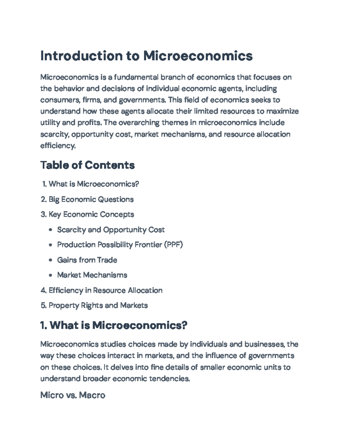 Microeconomics Overview: Key Concepts and Principles - Introduction to ...