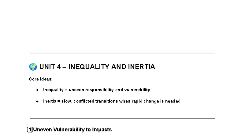 Unit 4: Inequality & Inertia - Climate Impacts & Adaptation Strategies ...