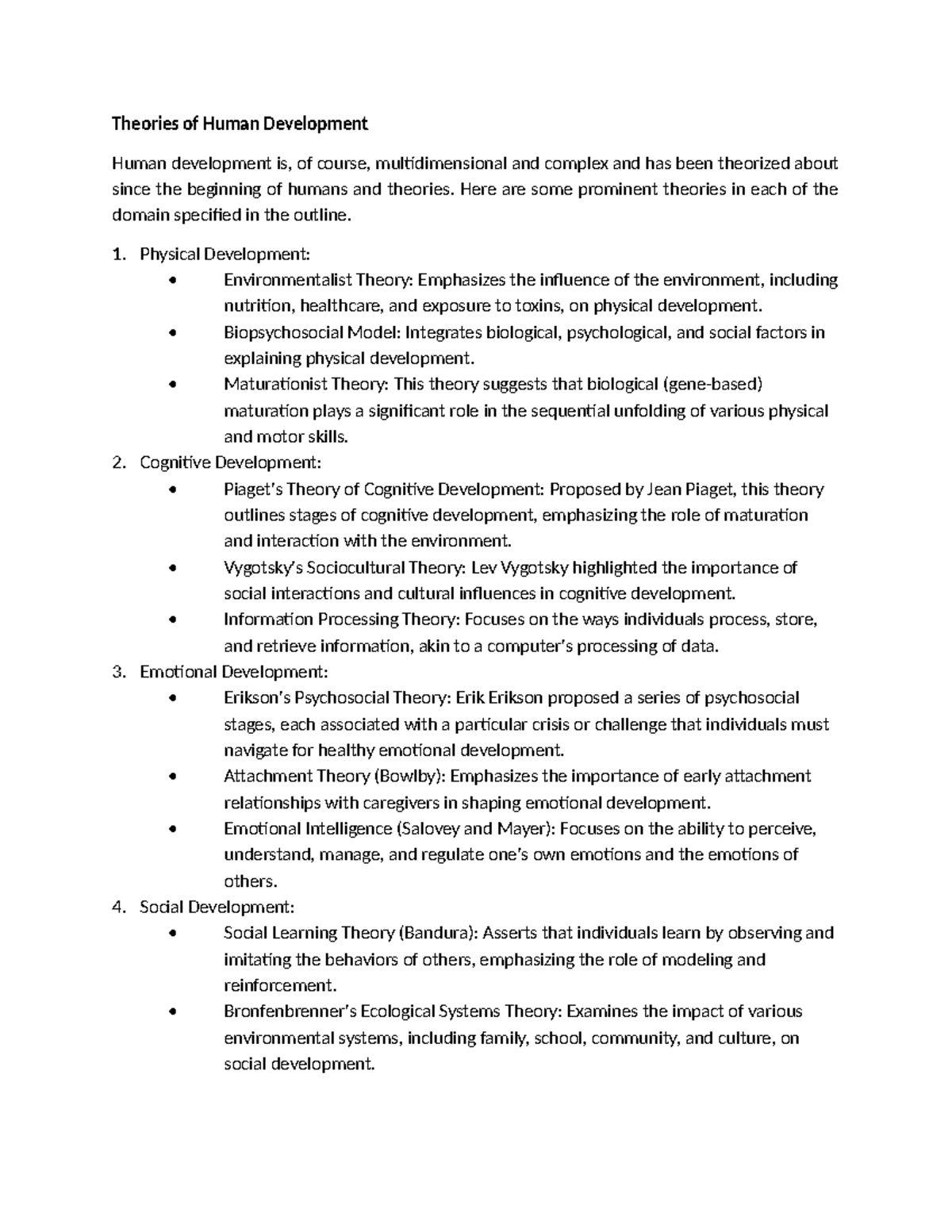 Theories of Human Development: A Comprehensive Overview - Studocu