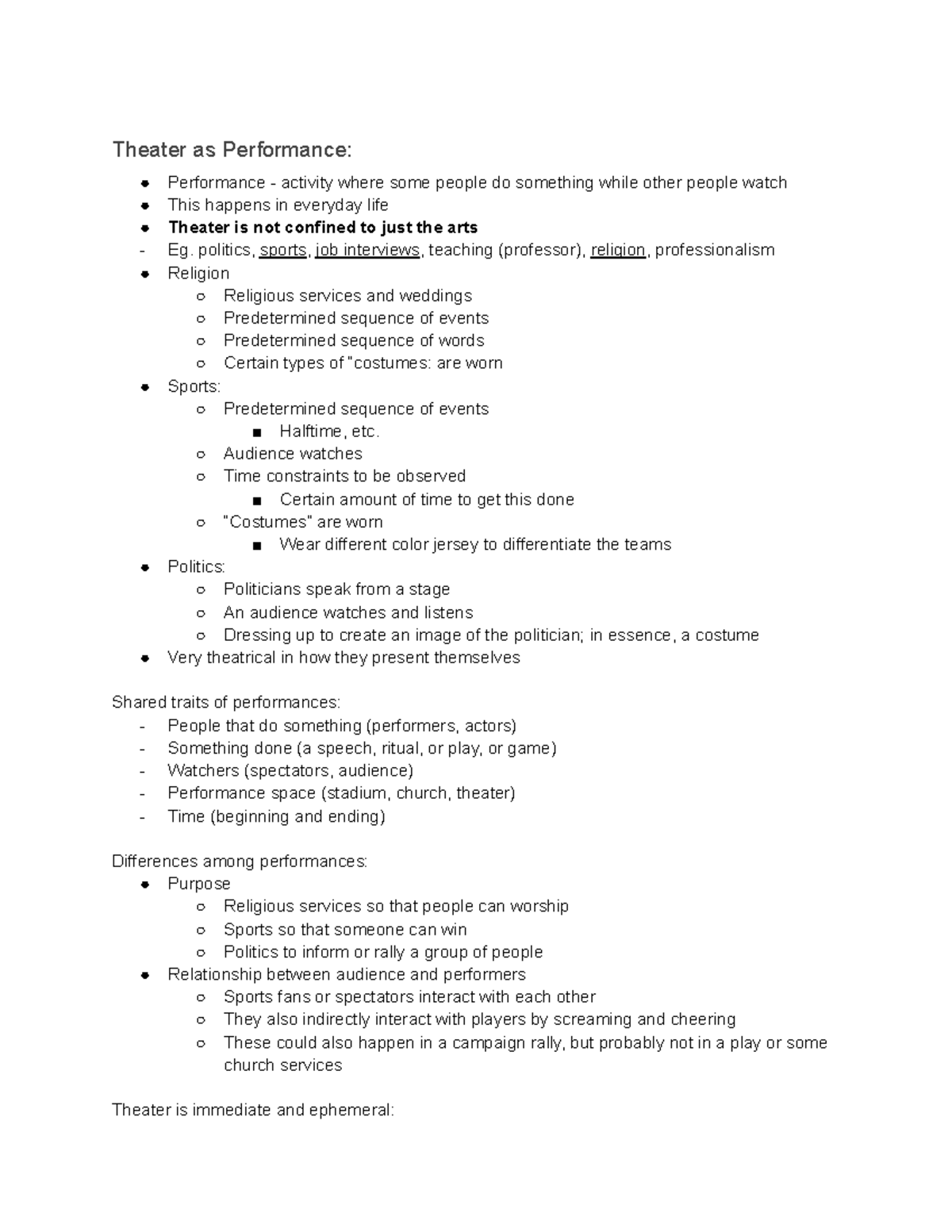 Theater Appreciation Notes Pt 1: Exploring Performance in Everyday Life ...