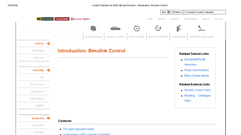 Control Tutorials for MATLAB and Simulink: Intro to Simulink Control Techniques - Studocu