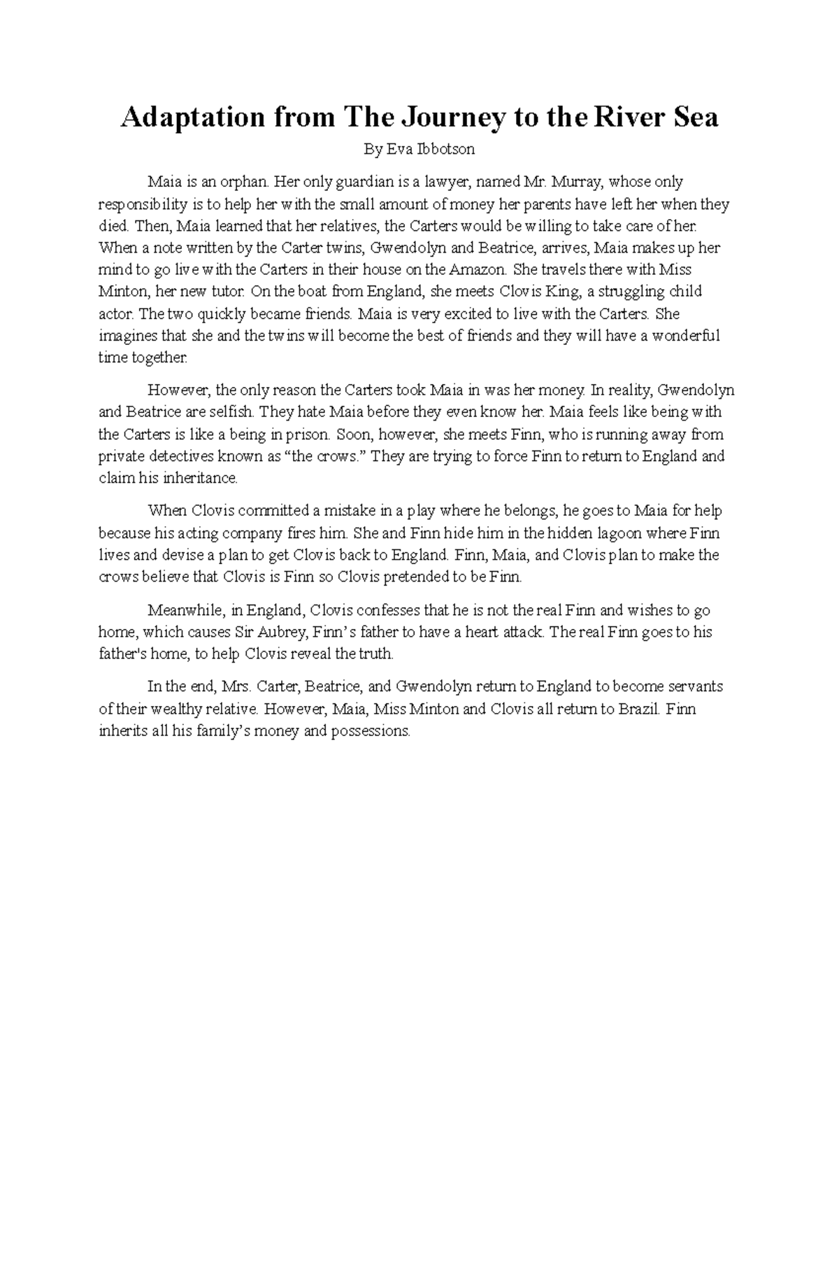 Adaptation Notes: The Journey to the River Sea (Lit 101) - Studocu