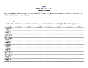 SNHU 107 Module Two A - 1. Create a schedule for your busiest day ...