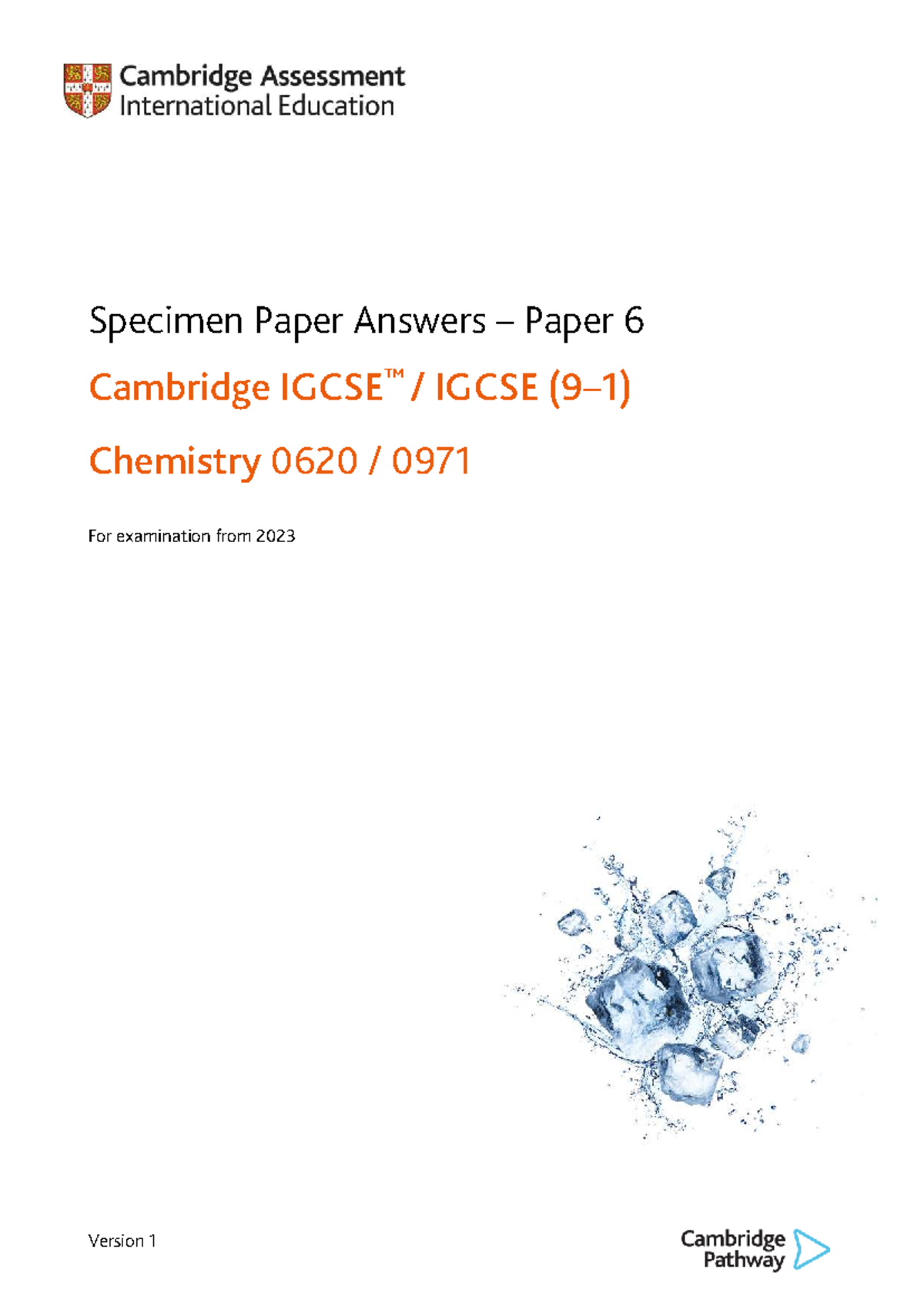 0620 Specimen Paper 6 Answers for IGCSE Chemistry (2023) - Studocu