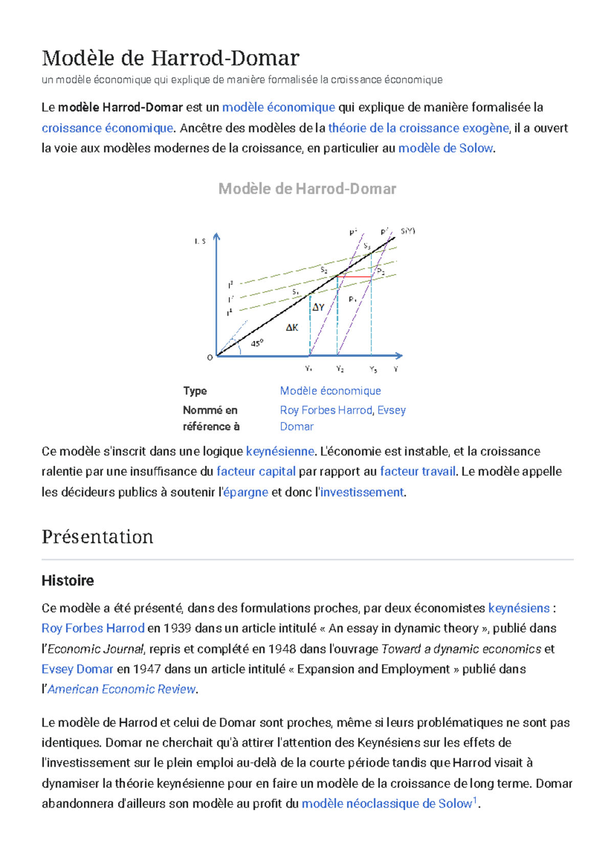 Modèle de Harrod-Domar : Analyse de la Croissance Économique - Studocu
