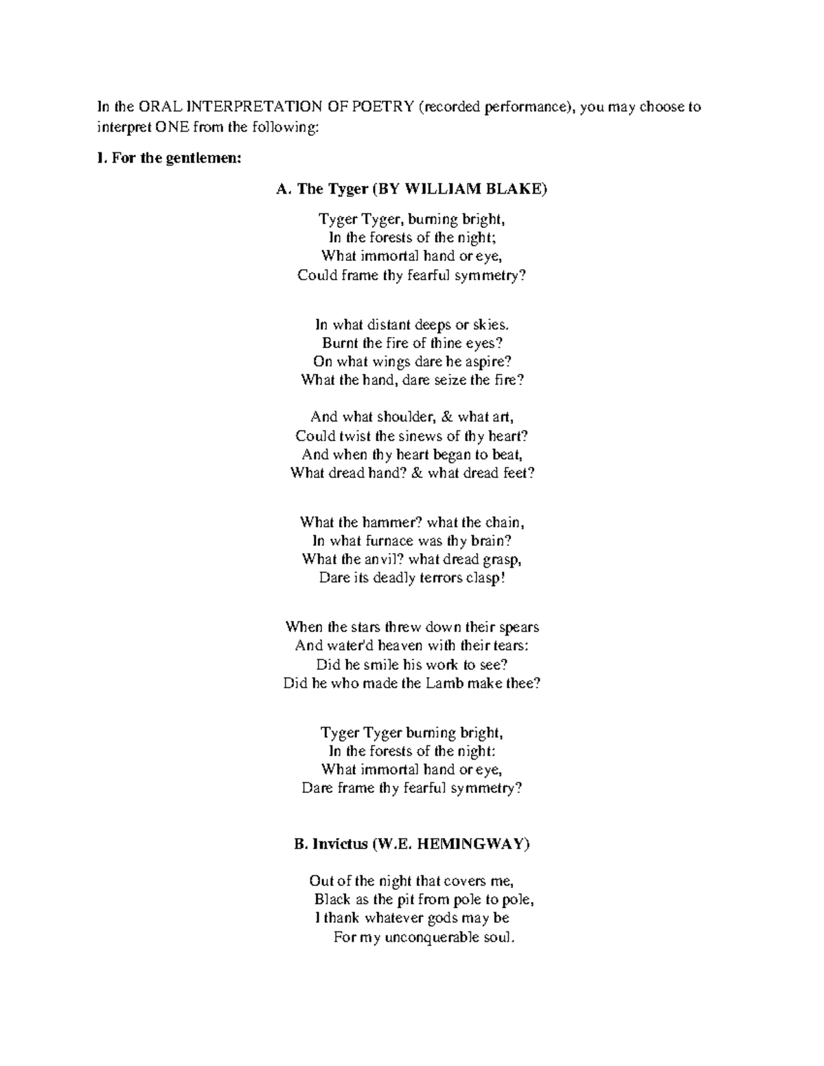 Literary Pieces FOR THE ORAL Interpretation OF Poetry - In the ORAL ...