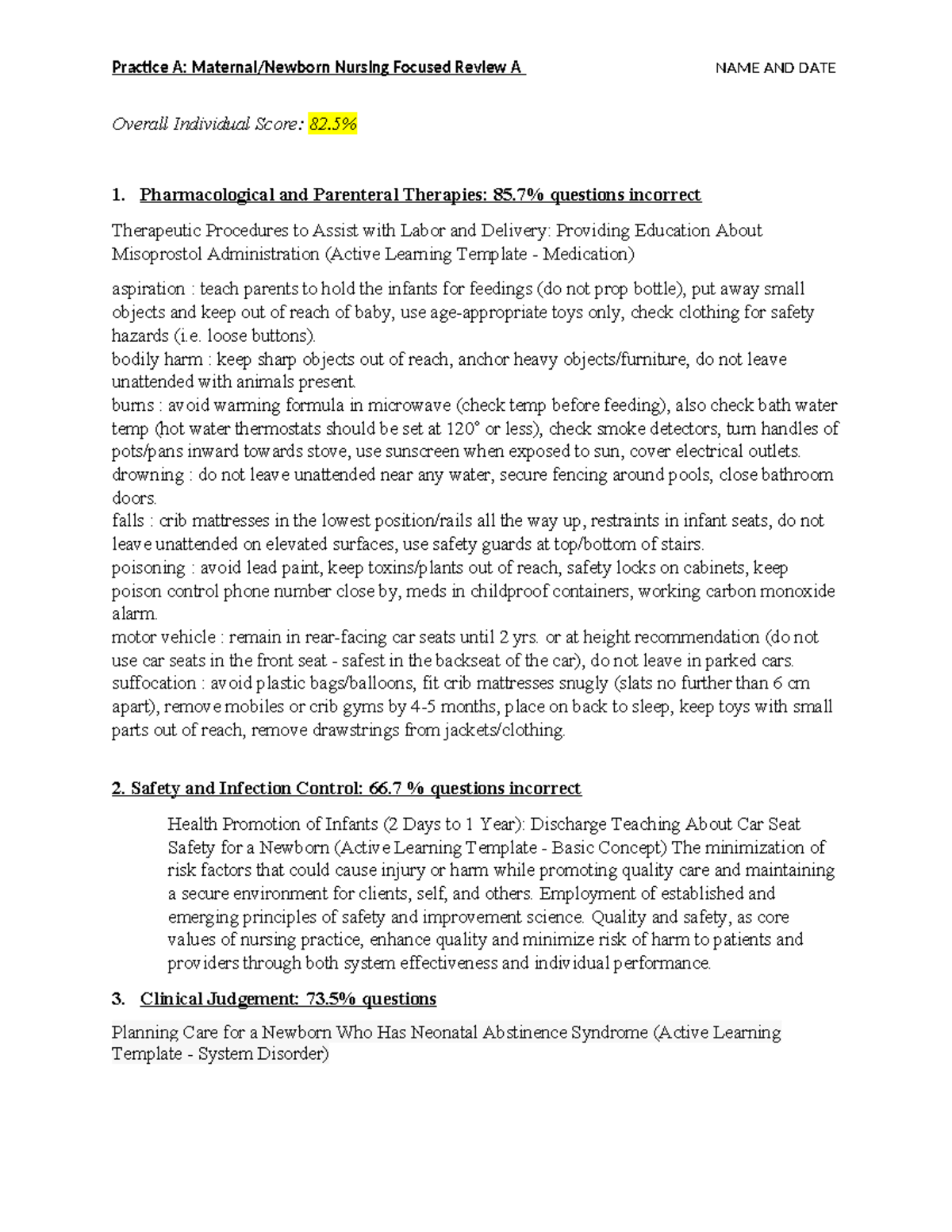 ATI Focused Review RN Maternal Newborn Practice B - Score & Safety ...