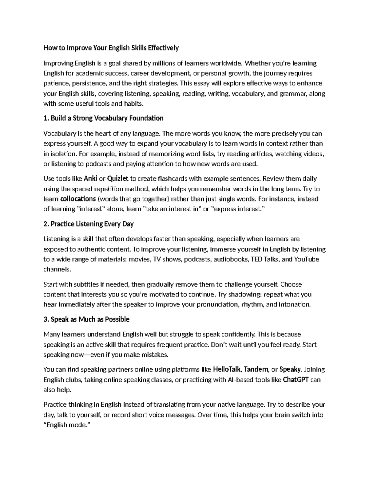 ENG 101: Effective Strategies for Enhancing English Skills - Studocu