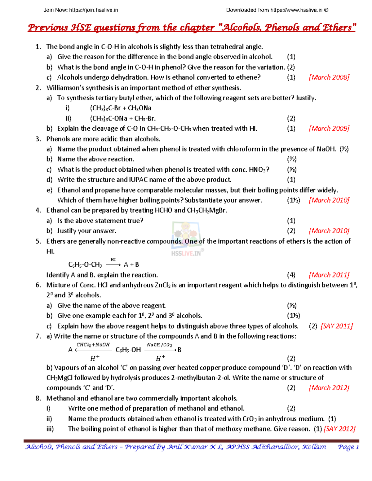 Hsslive xii chem 7 - Notes - Previous HSE questions from the chapter ...