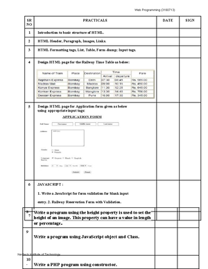 Web Programming (3160713) lab-manual Practicals - WEB Programming - GTU - Studocu