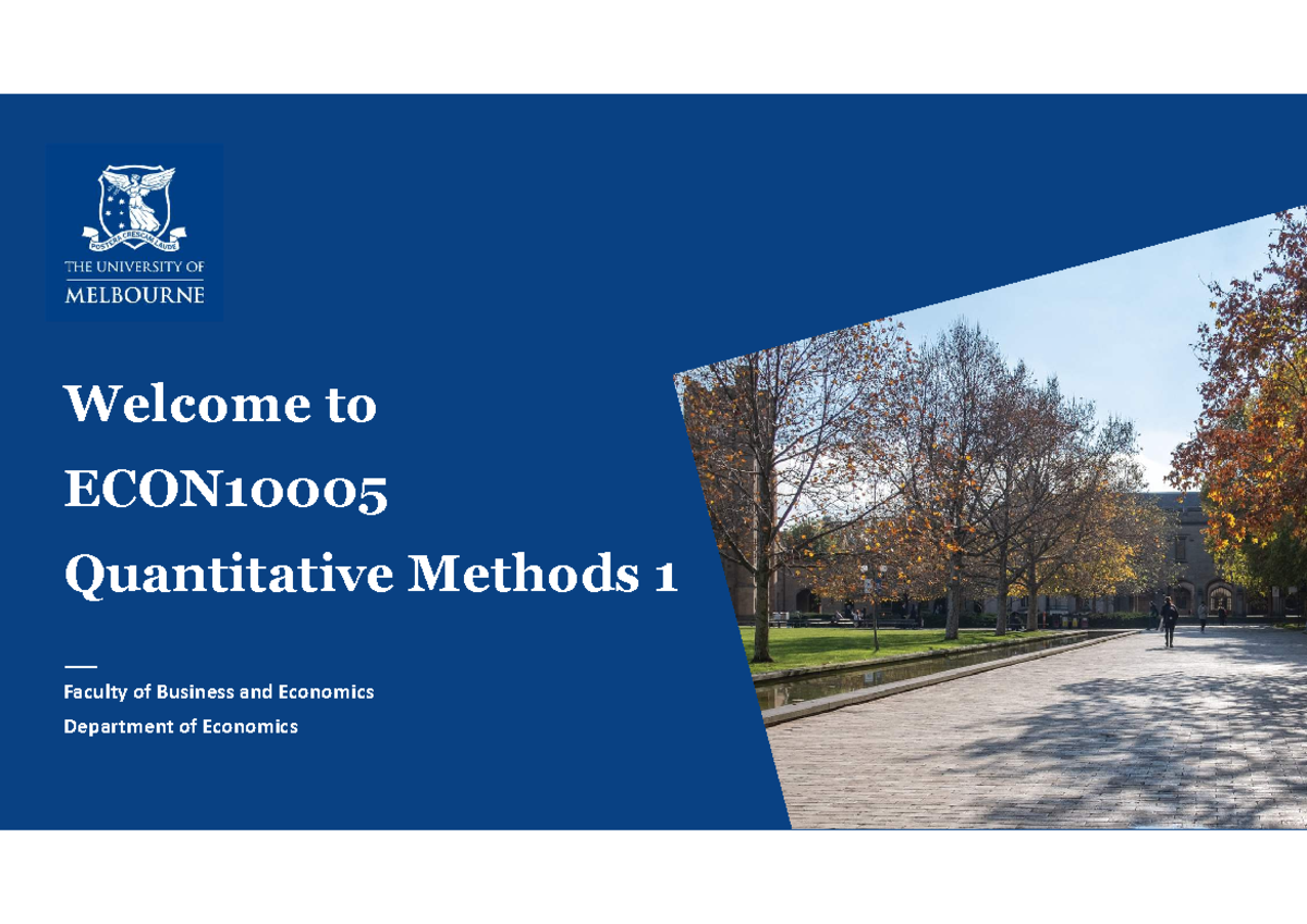 Quantitative Methods 1 (QM1) Introductory Guide for 2024 S1 - Studocu
