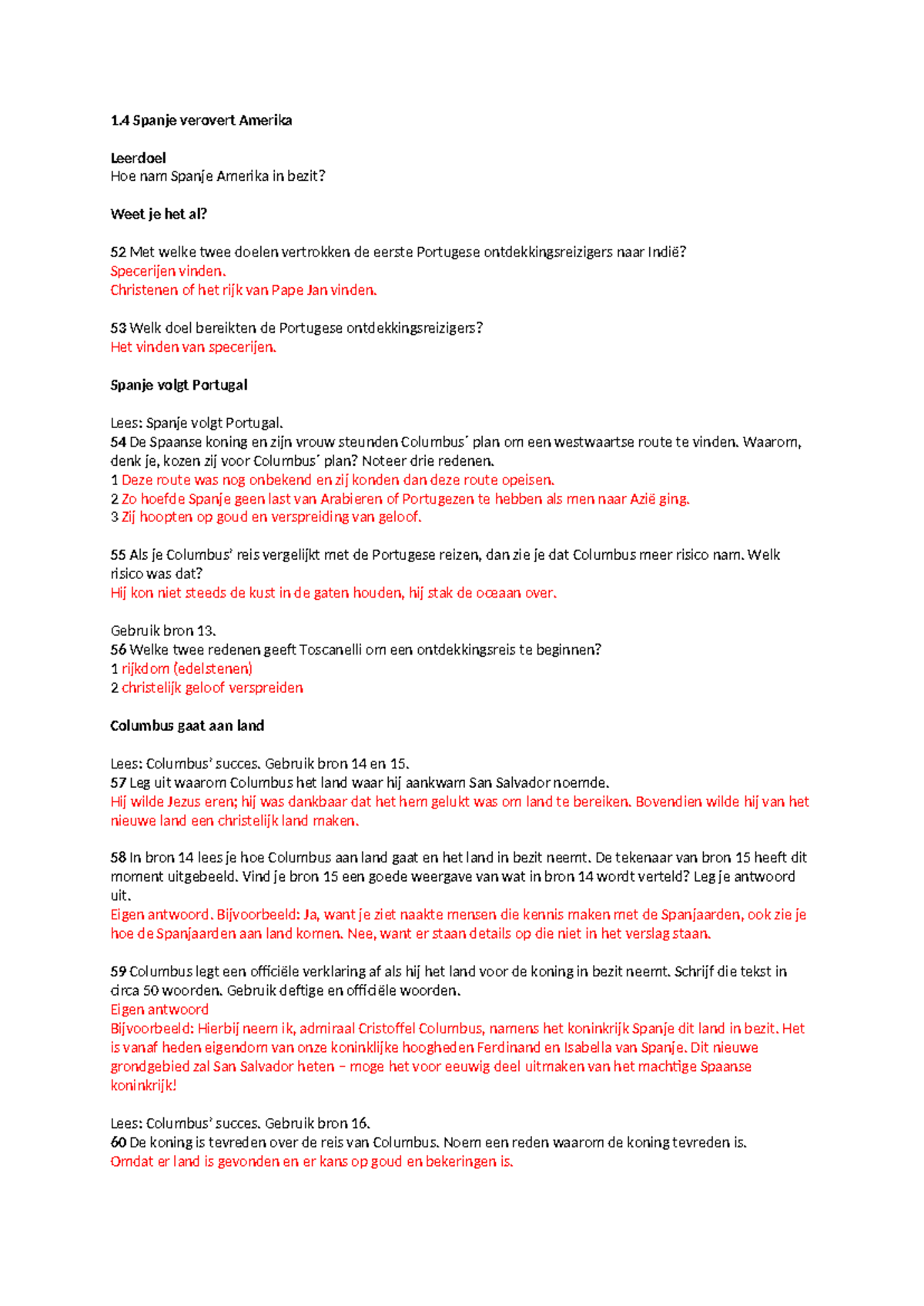 Geschiedenis Havo 3: Samenvatting van de Spaanse Veroveringen in ...