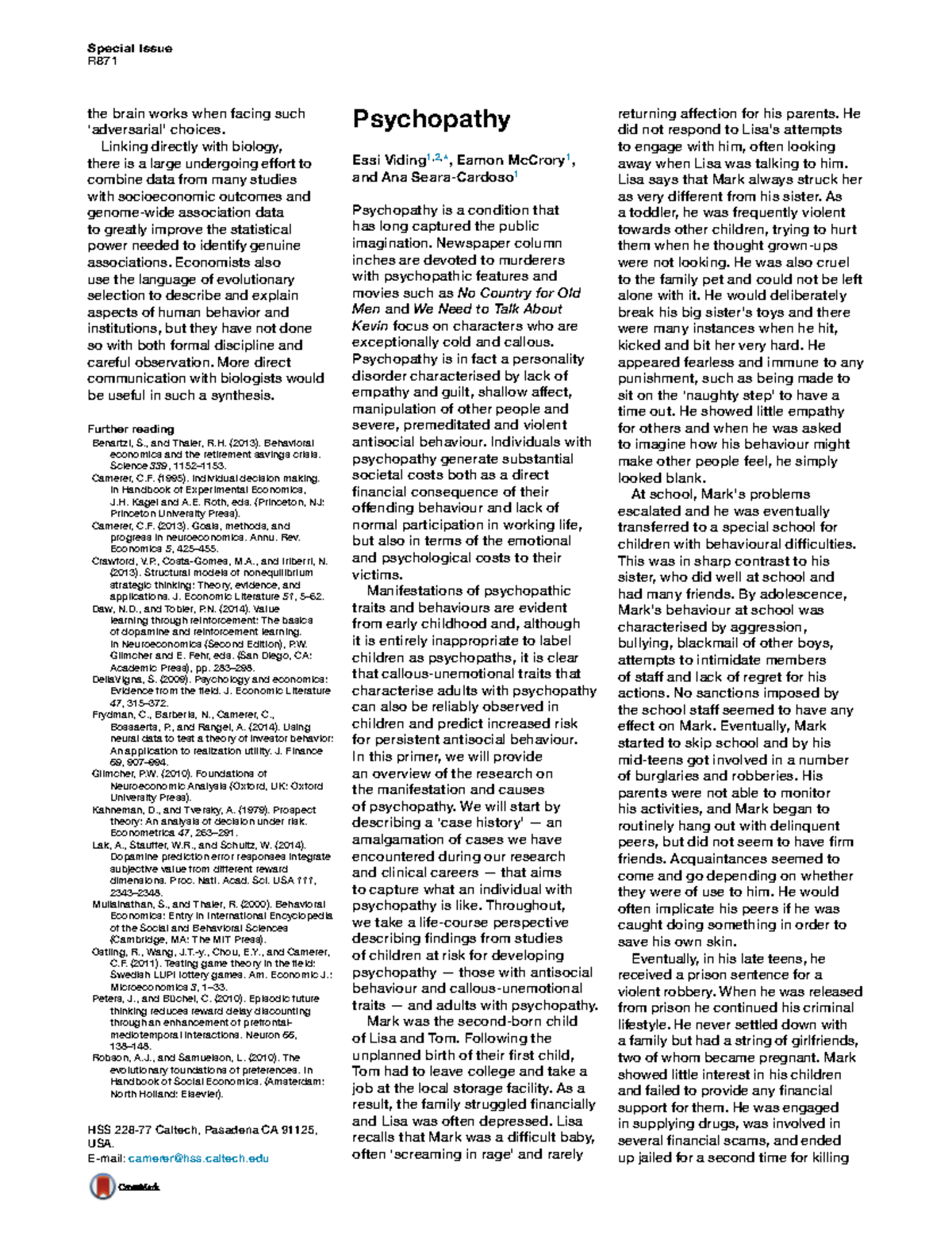 Psychopathy: Causes, Characteristics, and Case Studies HSS 228-77 - Studocu