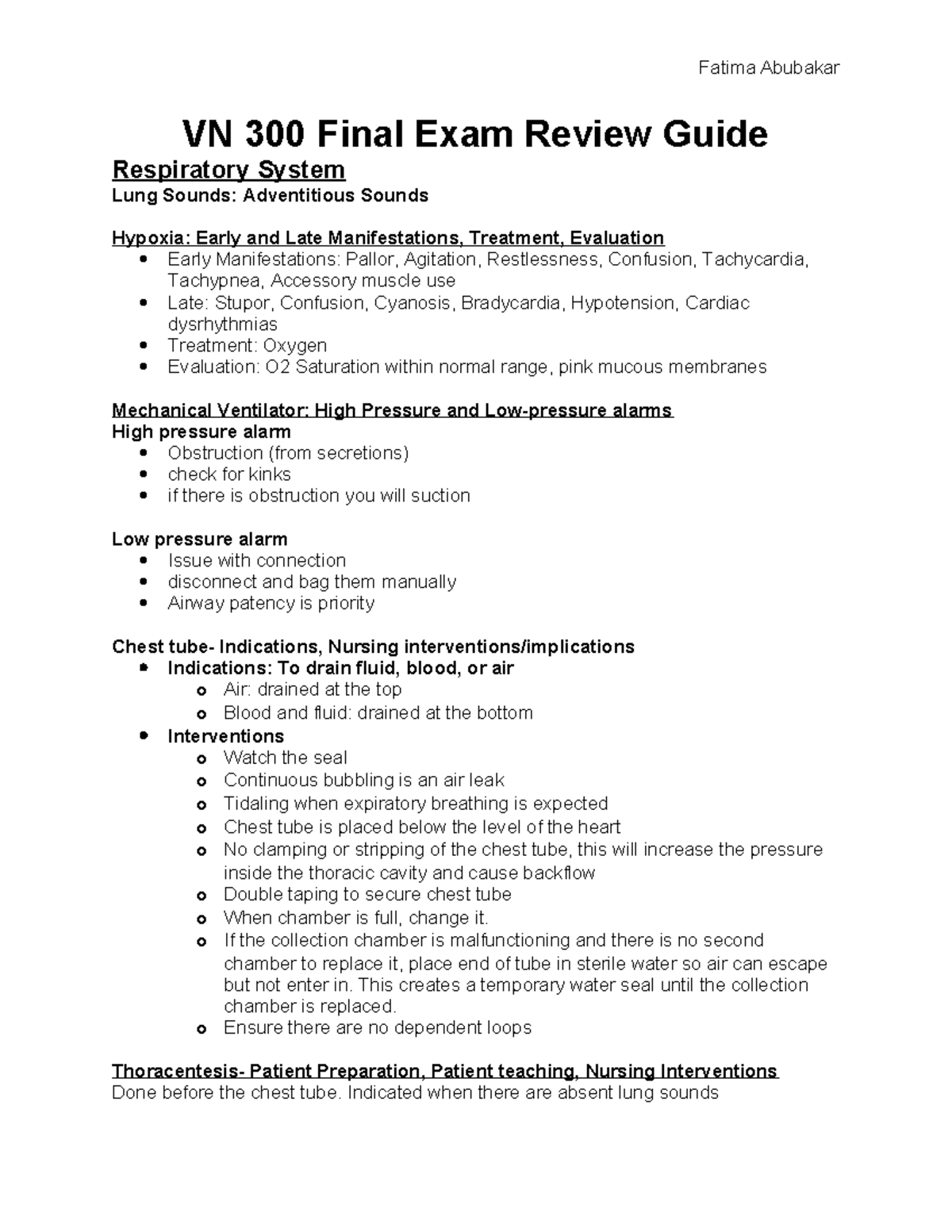 Med Surg II VN 300 Final Exam Study Guide: Respiratory & Cardiovascular ...
