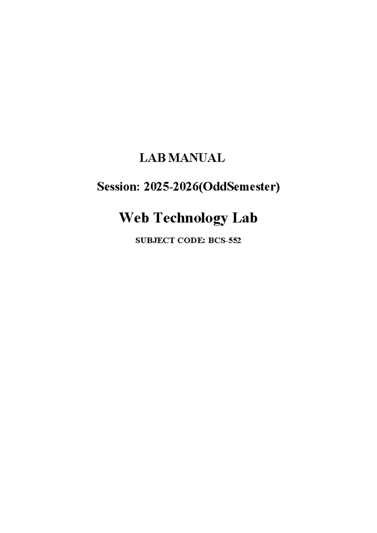WT LAB Manual: Web Technology Lab Experiments & Guidelines - Studocu