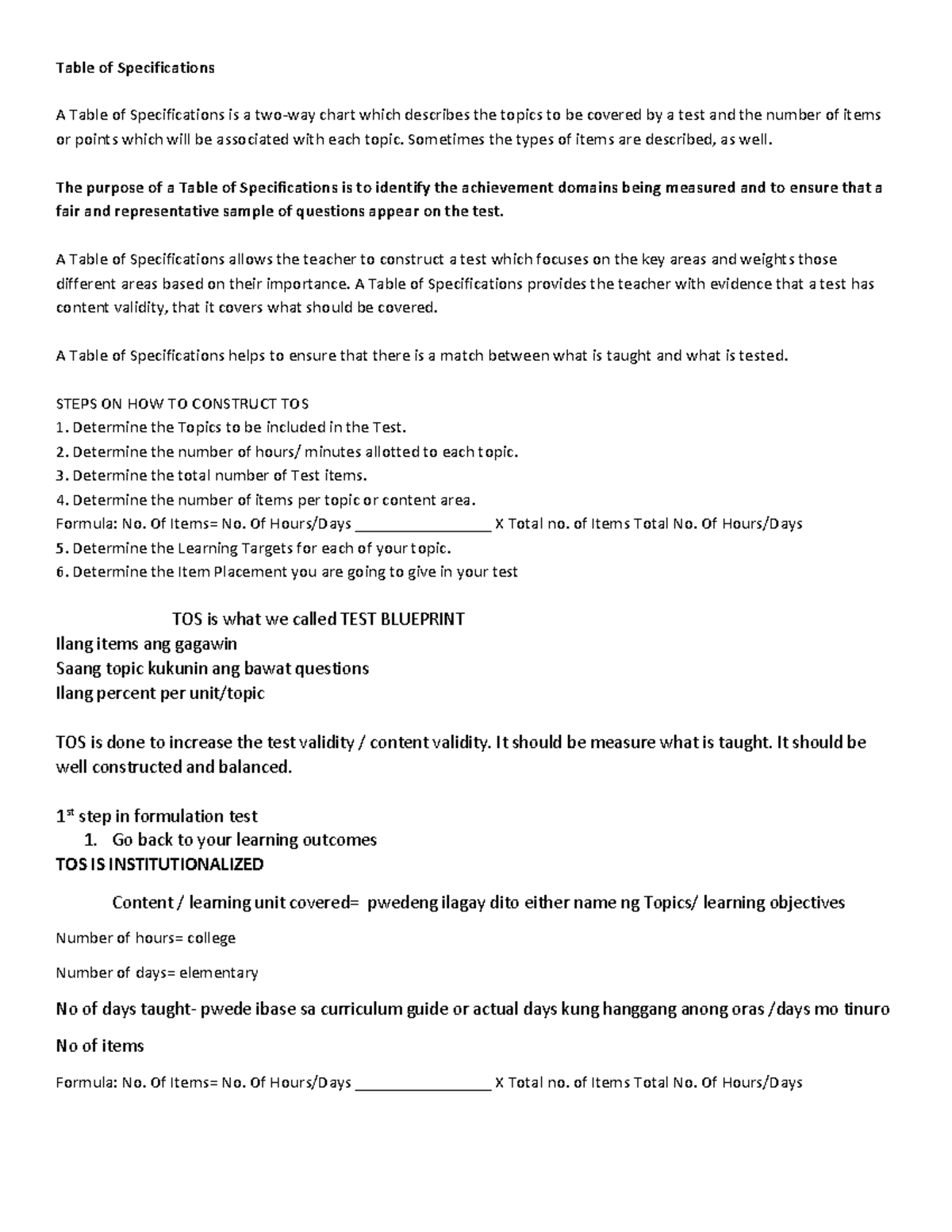 TOS and Test Blueprint Guidelines for SCV Exam Preparation - Studocu