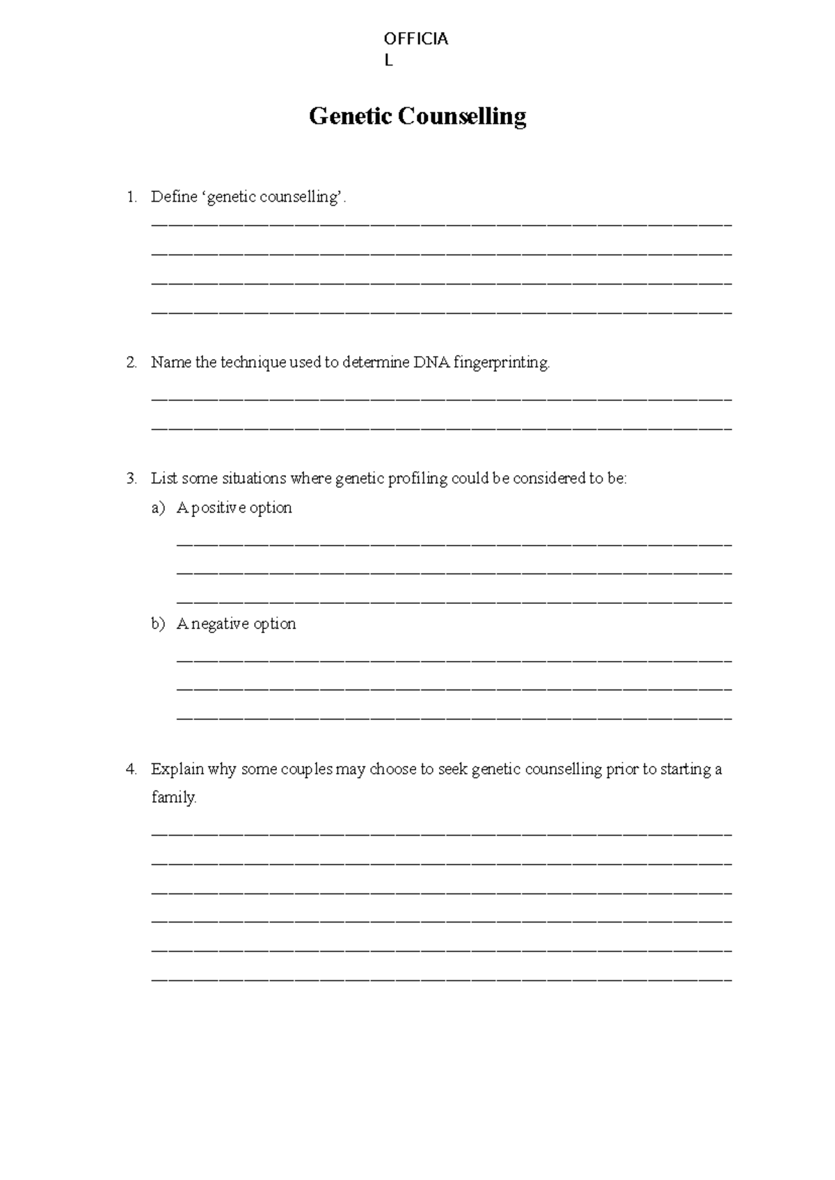Genetic Counselling - OFFICIA L Genetic Counselling 1. Define ‘genetic ...
