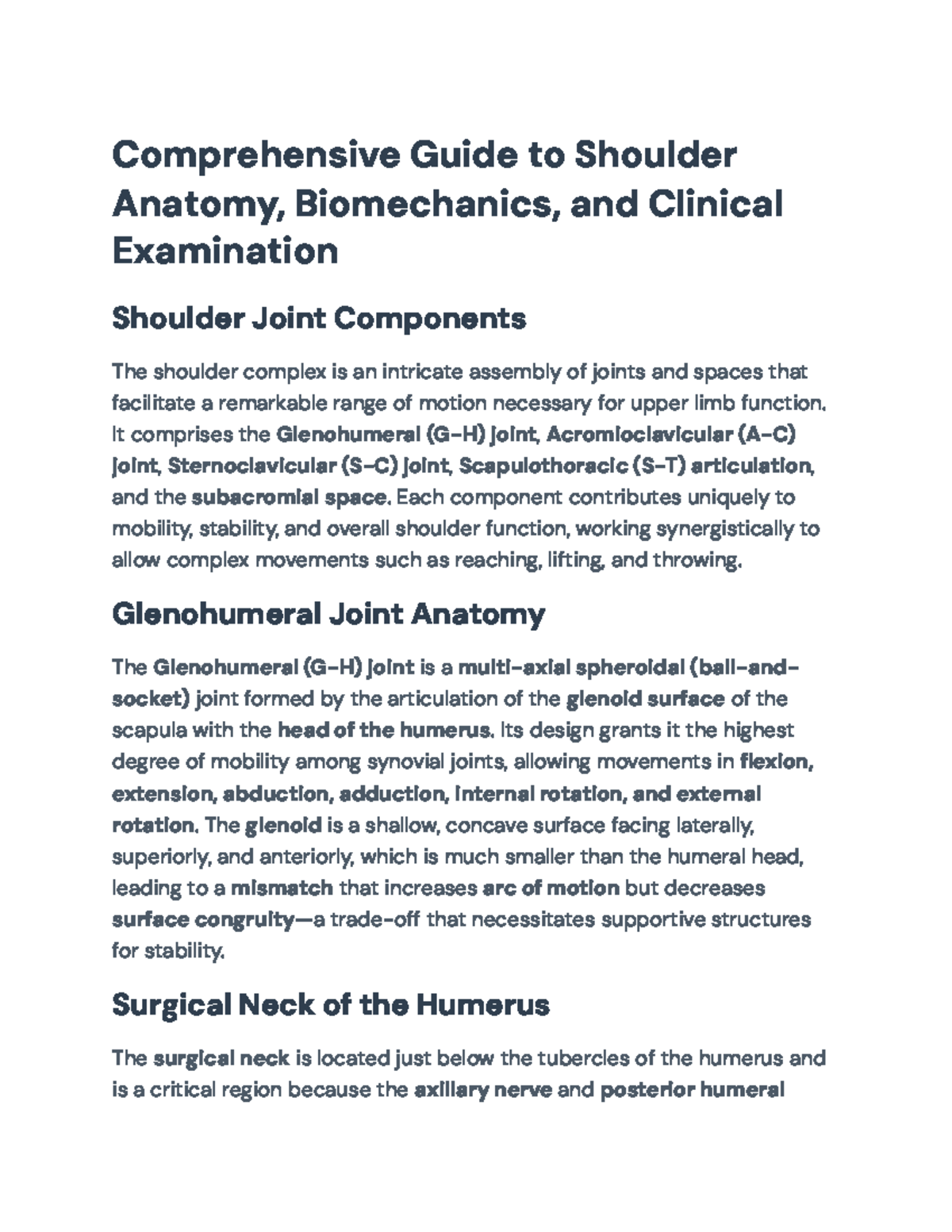 Comprehensive Guide to Shoulder Anatomy and Clinical Examination ...