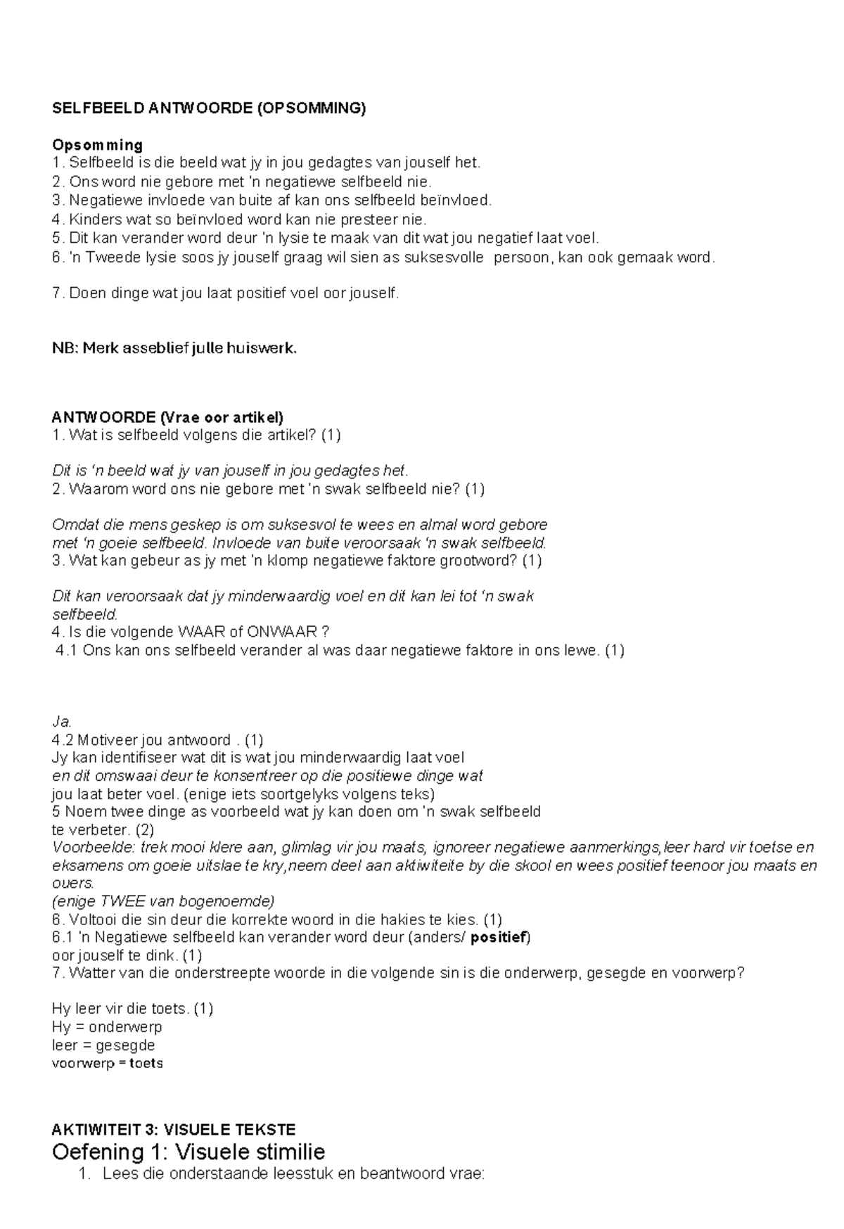 Selfbeeld Antwoorde - Oorsig en Vrae oor Selfbeeld en Advertensies ...