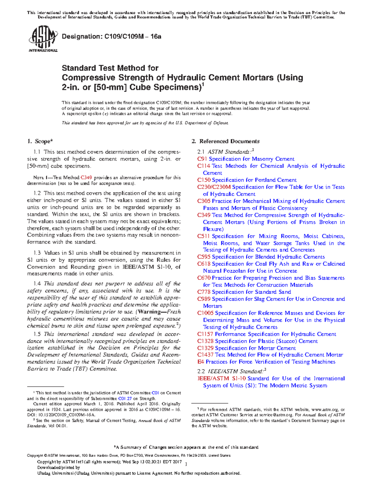 ASTM C109 - Standard Test Method for Compressive Strength of Mortars ...
