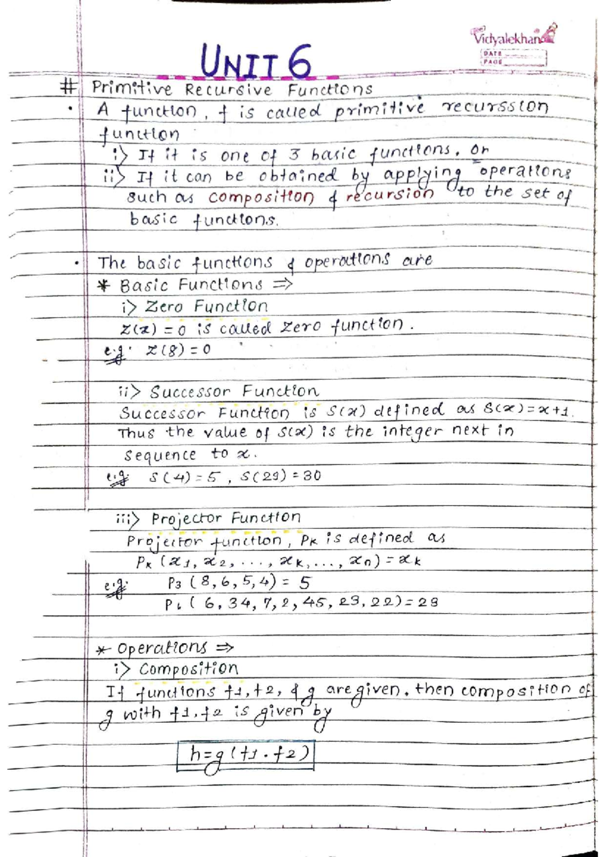 Primitive Recursive Functions & Ackermann Function - Unit 6 - Studocu