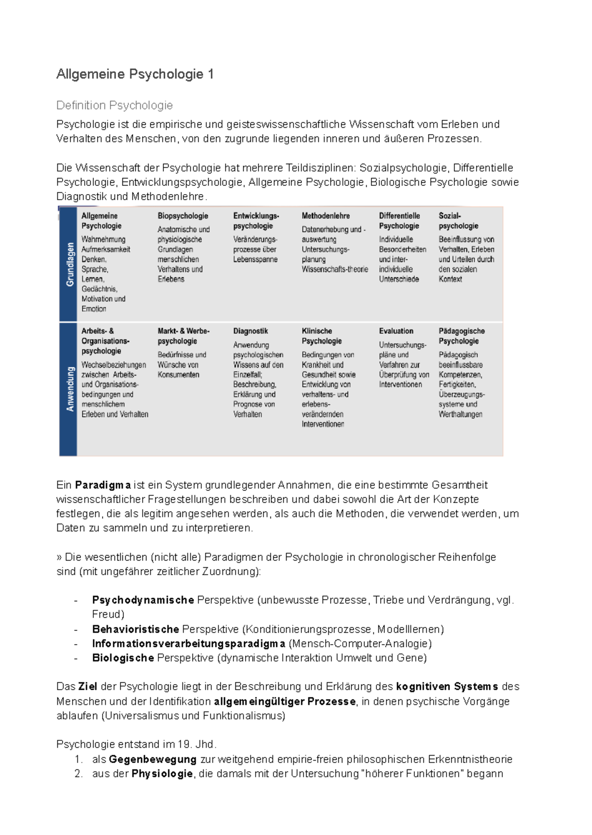 Allgemeine Psychologie 1 Richter - Allgemeine Psychologie 1 Definition Psychologie Psychologie ...