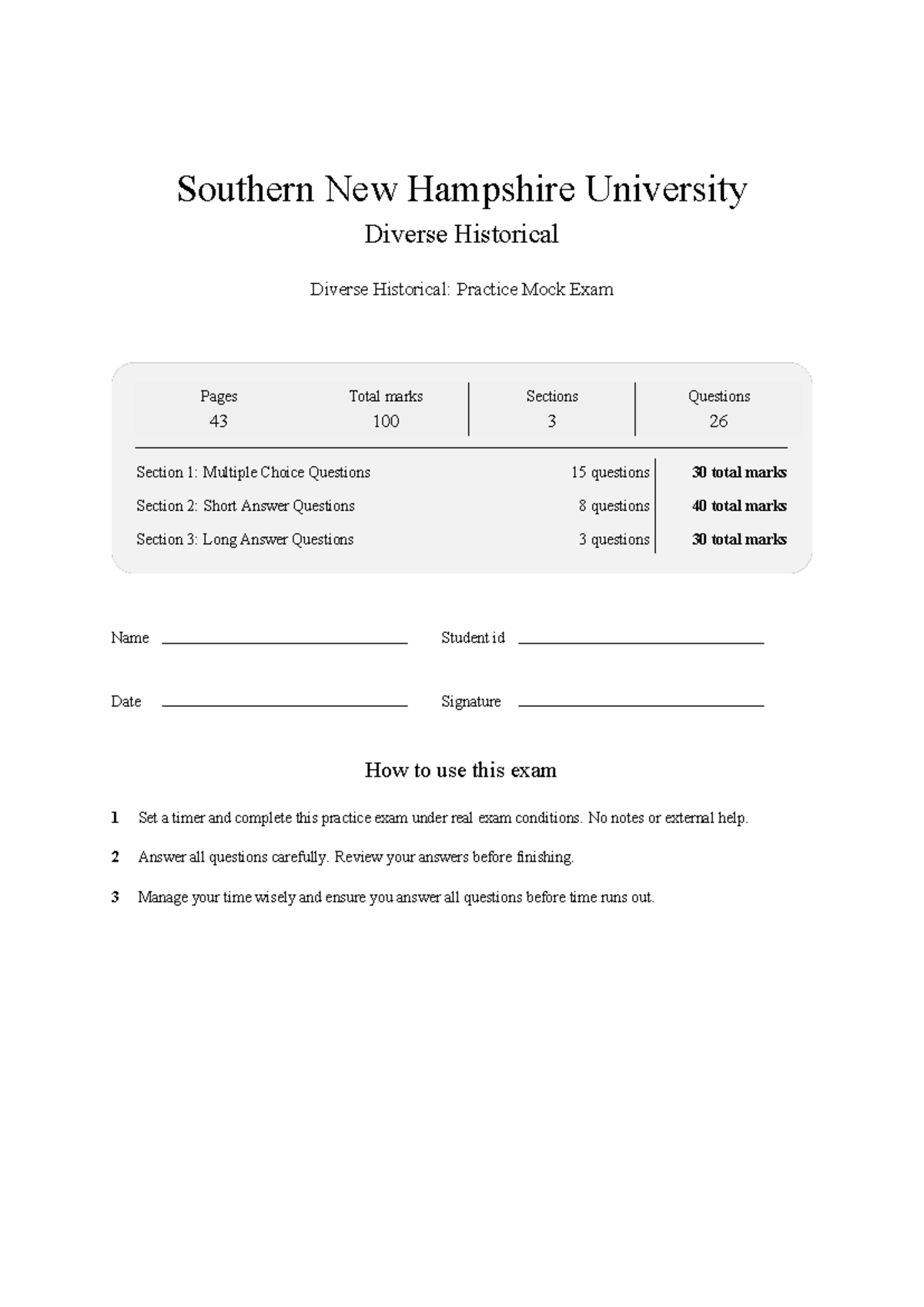 Hist 217 Diverse Historical: Practice Mock Exam 2026 - Studocu