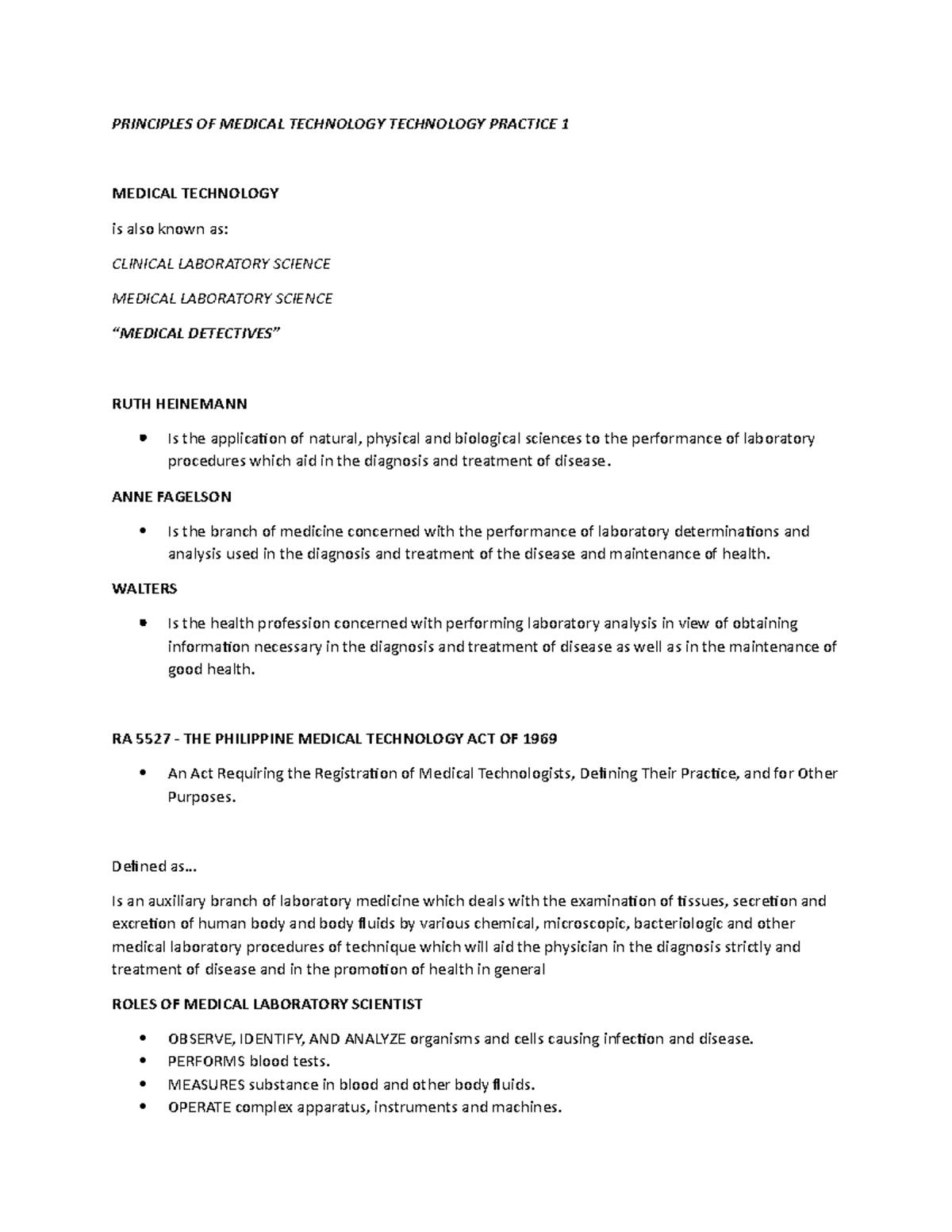 Principles OF Medical Technology Technology Practice 1 - PRINCIPLES OF ...