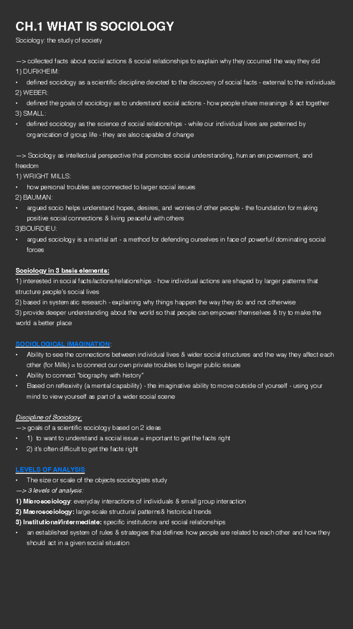 Ch.1 - Understanding Sociology: Key Concepts and Perspectives - Studocu