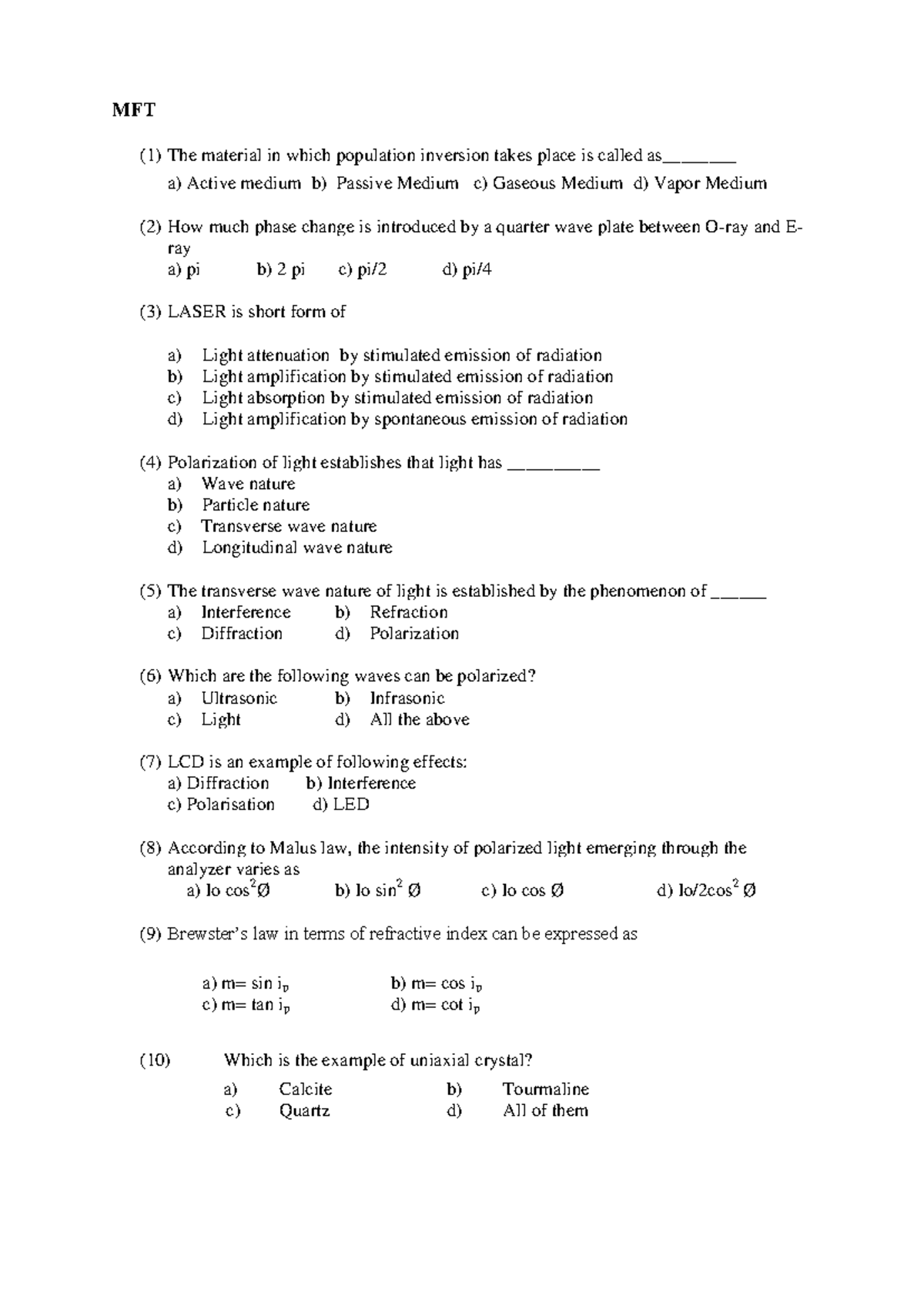 Physics 3: Key Concepts on Light and Polarization - Studocu