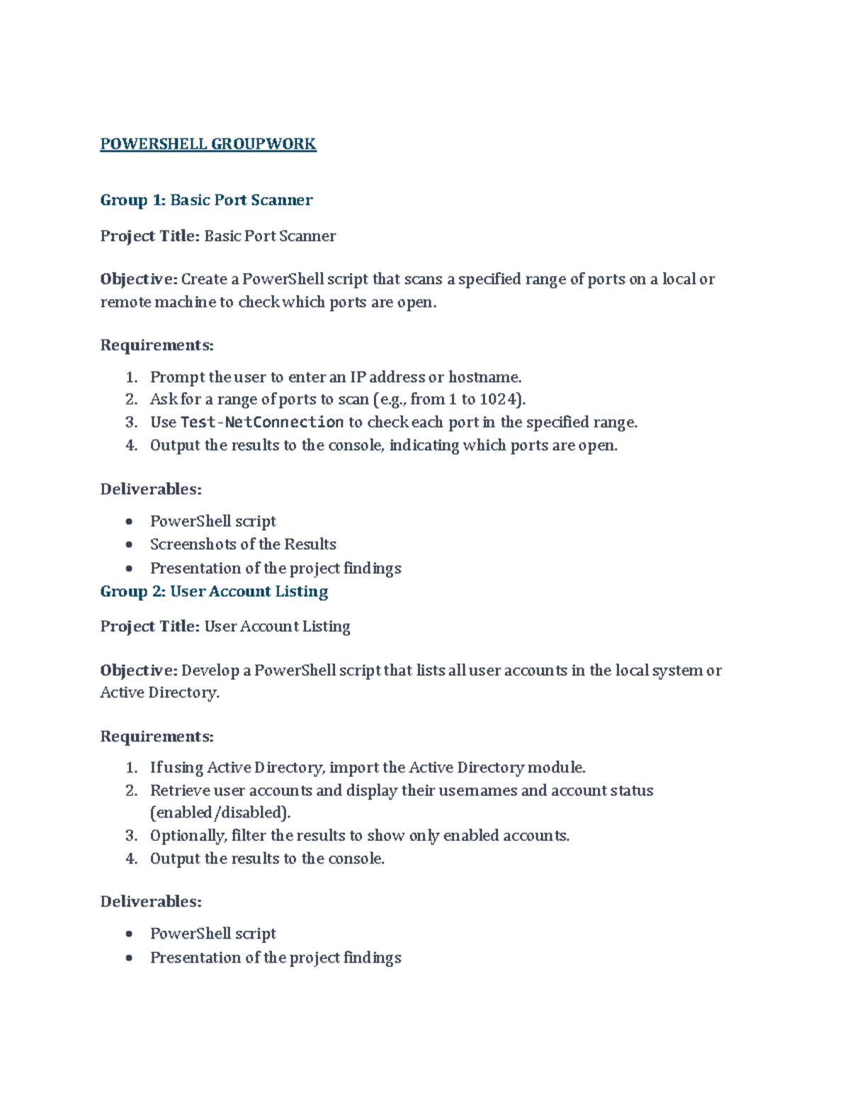 Powershell Project Fehvf Gytieughinjdfvc Powershell Groupwork Group 1 Basic Port Scanner