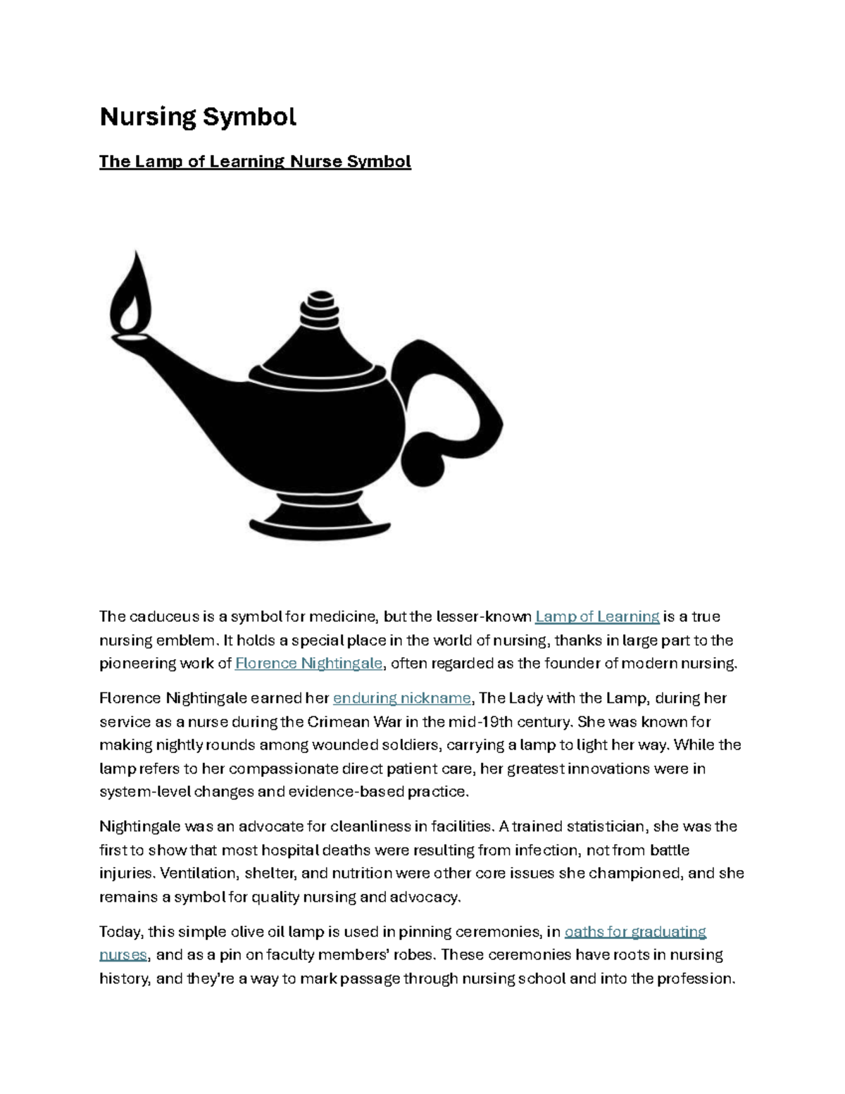 Nursing Symbols and Their Significance in Modern Nursing - Studocu