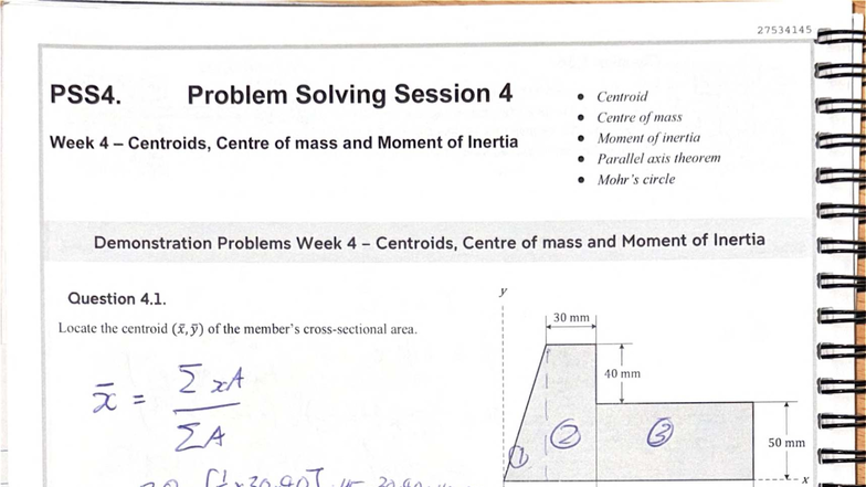 PSS4 ENGG2400 Problem Solving: Centroids & Moment of Inertia - Studocu