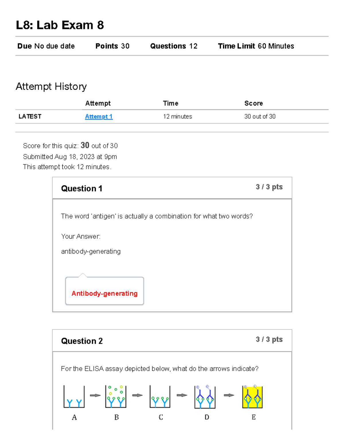 Lab Exam 8 Microbiology: Complete Attempt and Answers Review - Studocu
