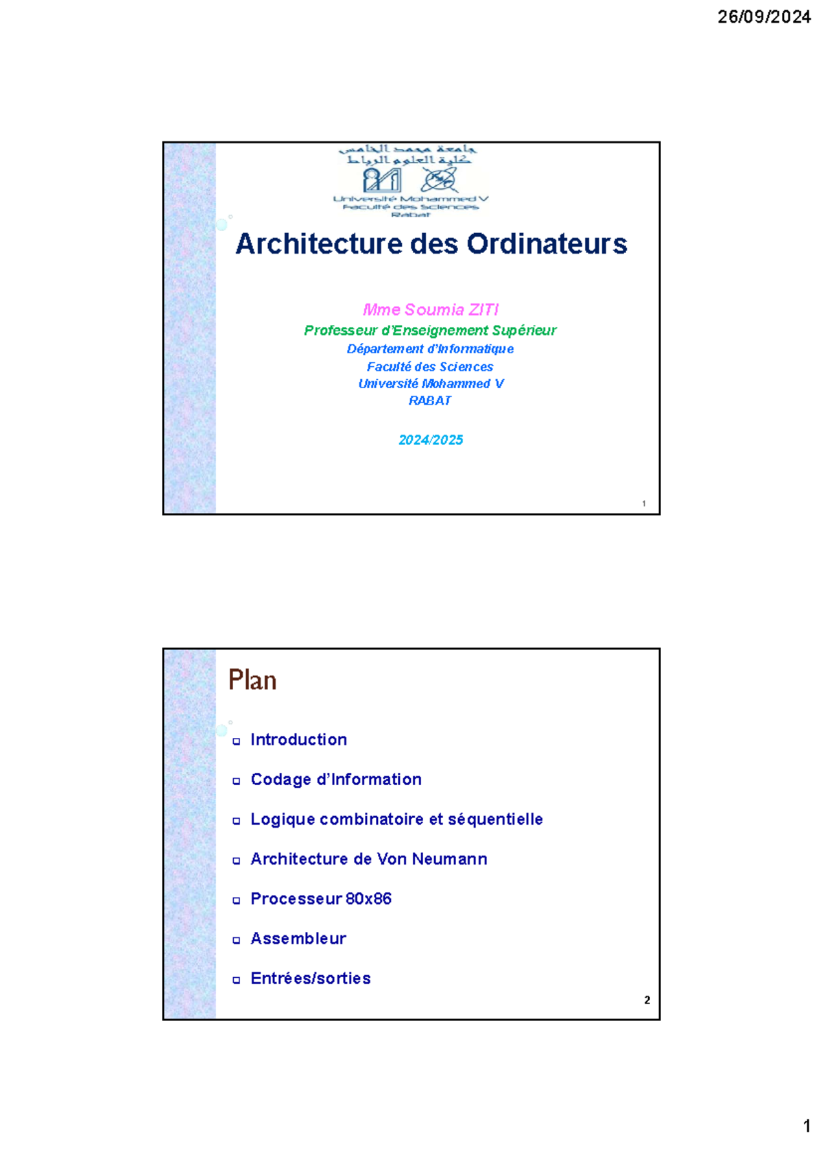 Architecture des Ordinateurs - Cours 1-3 de Mme Soumia ZITI - Studocu