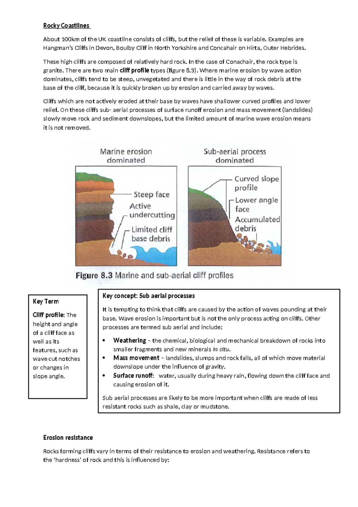 UK Coastal Cliffs: Erosion Processes & Profiles Analysis - Studocu