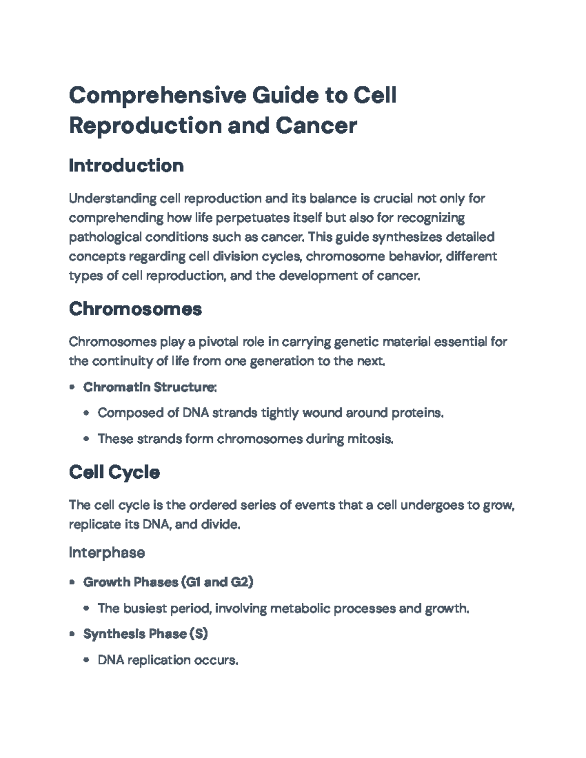 Comprehensive Guide: Cell Reproduction and Cancer Mechanisms ...