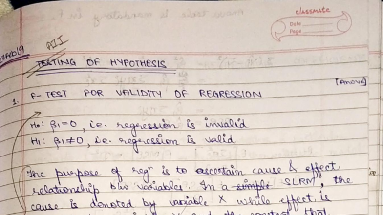 Linear Models Part 4: Hypothesis Testing for Regression Validity - Studocu