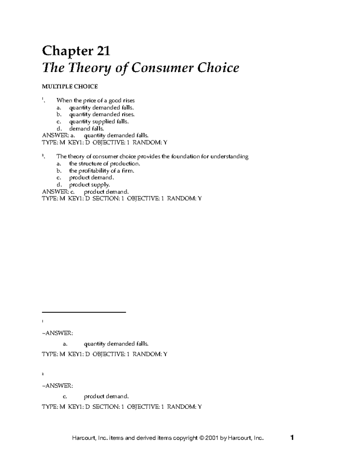 Chapter 21: Theory of Consumer Choice - MCQ Review for Micro Course ...