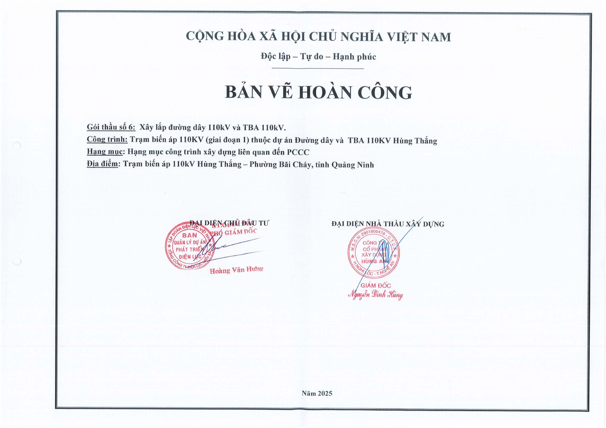 BÁN VÉ HOÀN CÔNG Gói thầu số 6: Xây dựng đường dây 110kV và TBA 110kV ...
