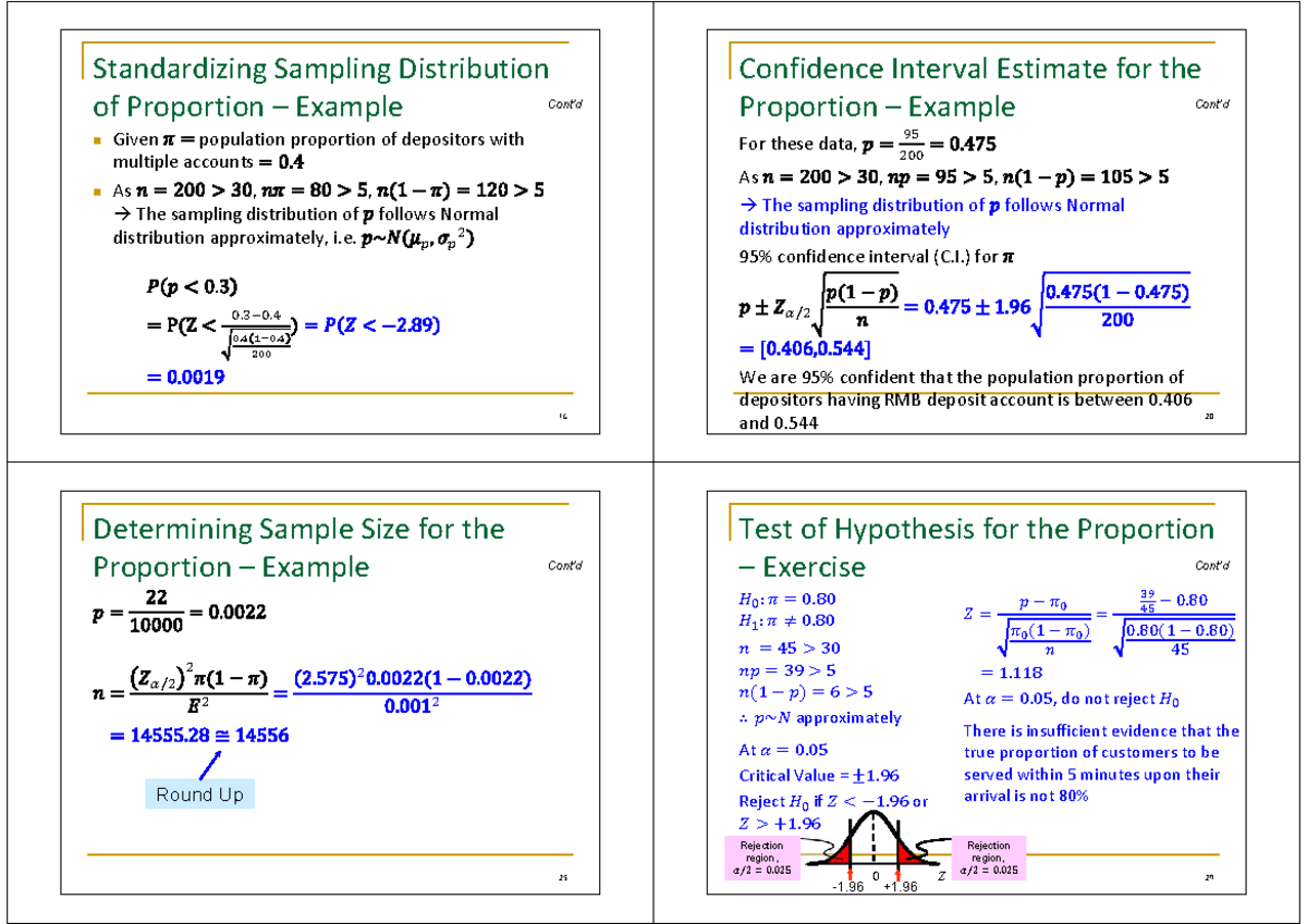 Topic 7: Inference for the Proportion (Solutions) - Key Concepts and ...