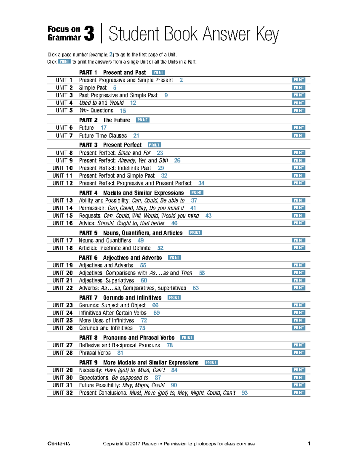Grammar 3 Summary and Answer Key for Student Workbook - Studocu