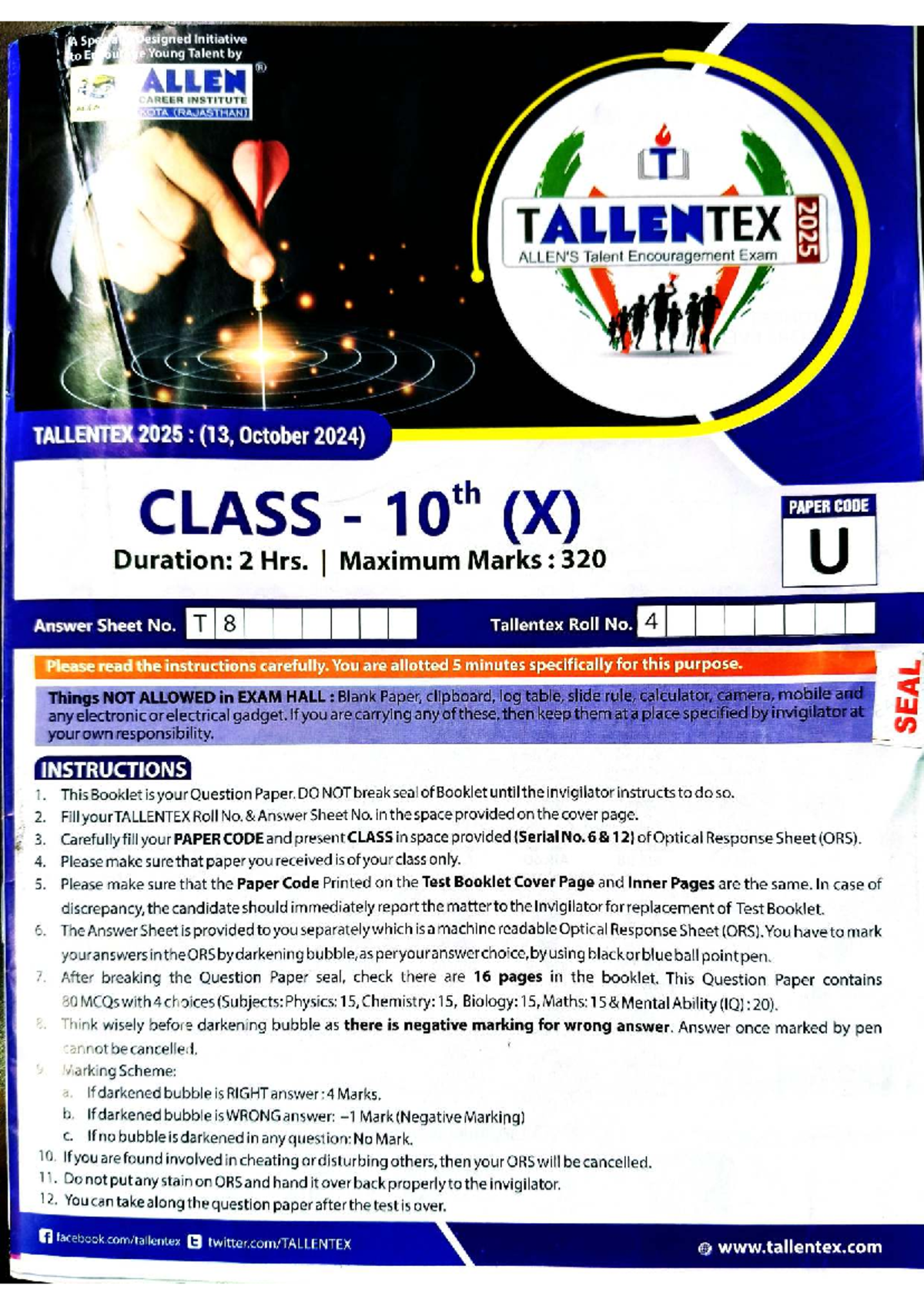 TALLENTEX 2025 Class 10 - Comprehensive Yearly Exam Preparation Guide ...