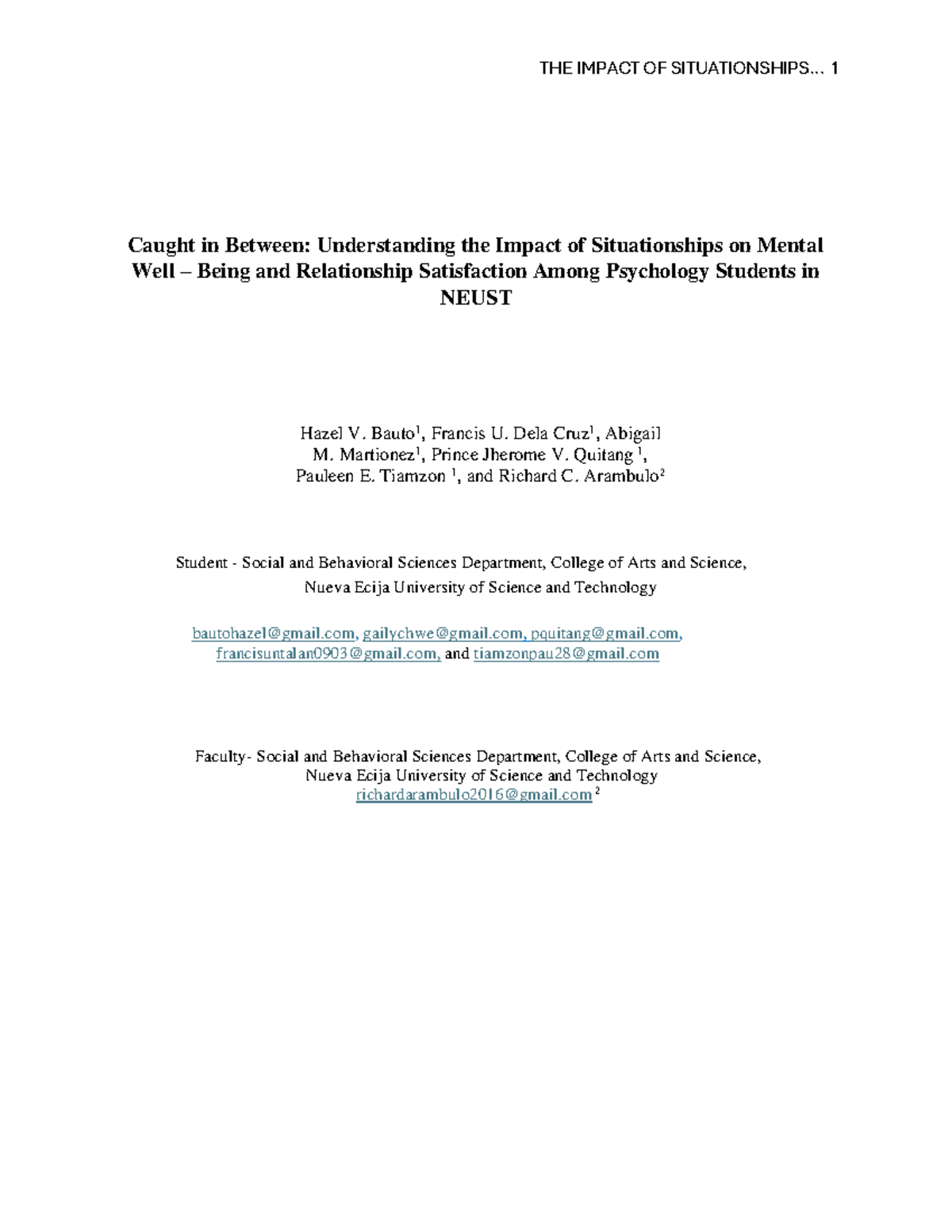 NEUST Psychology Study: Situationships and Their Effects on Well-Being ...