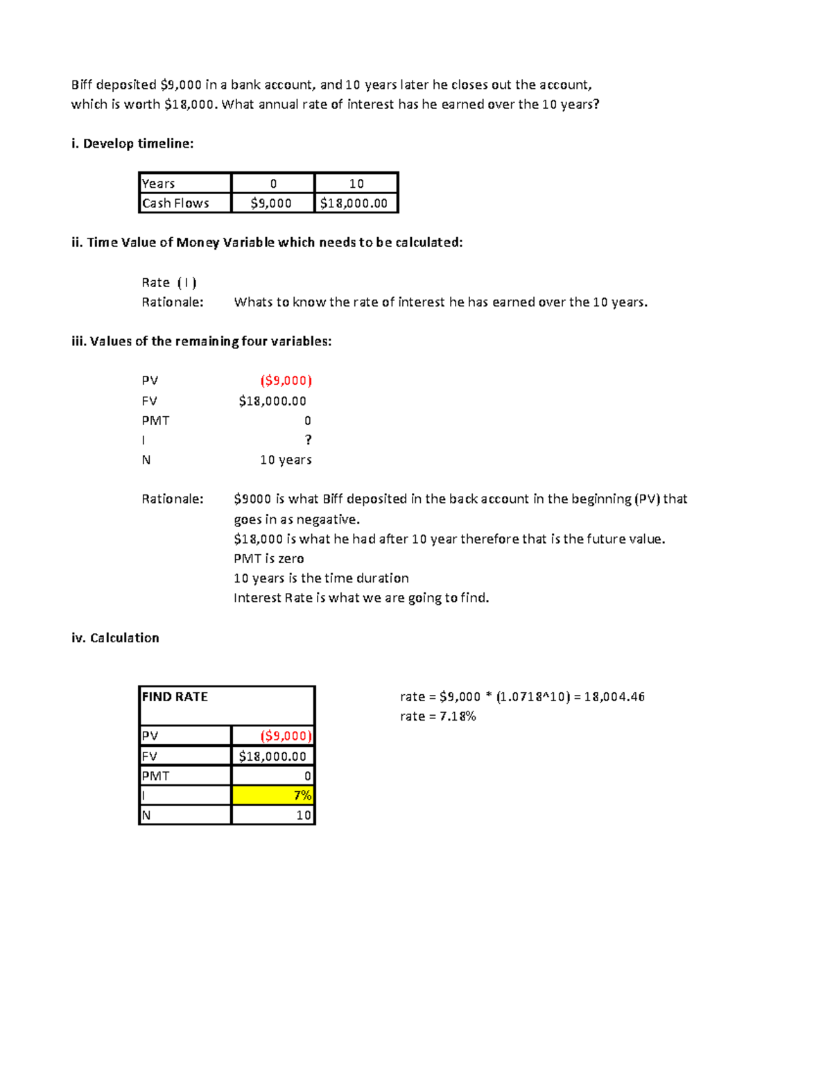 Assignment 1 number 4 - Biff deposited in a bank account, and 10 years ...