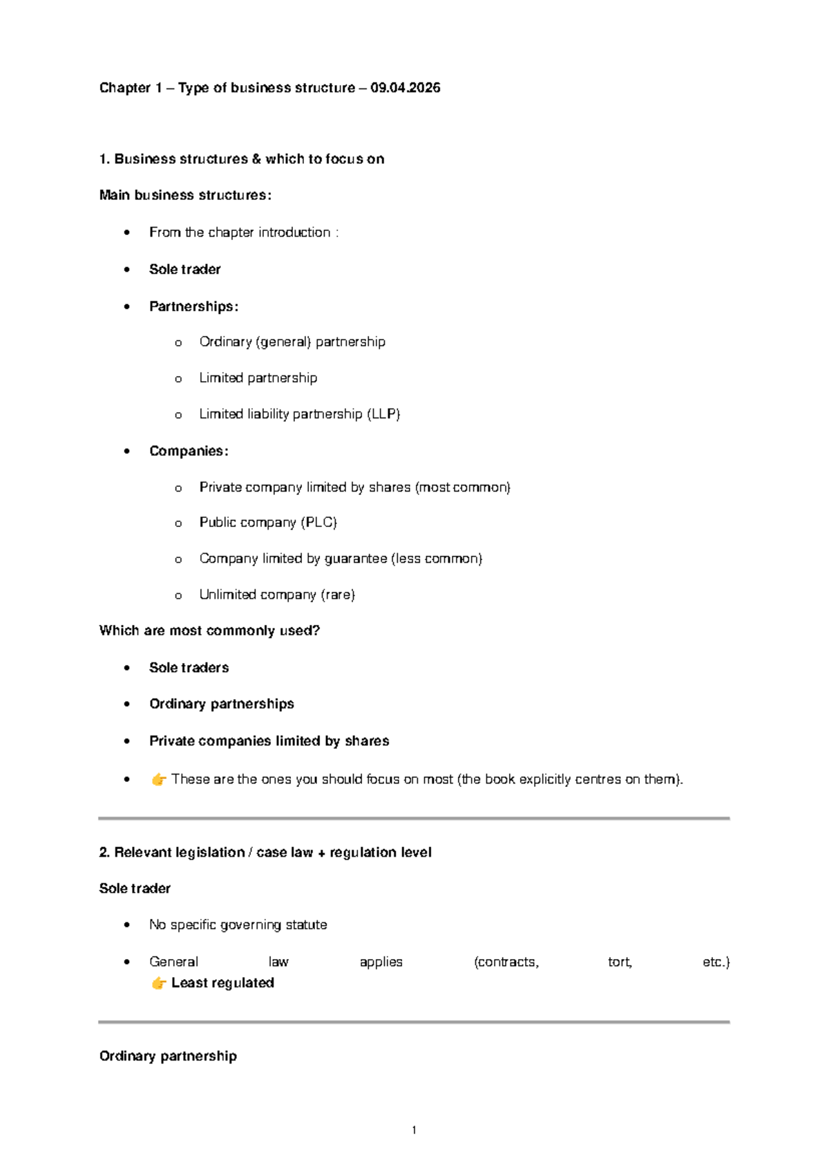 Business & Employment Study Guide: Chapter 1 - Types of Business ...