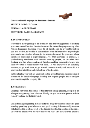 Linguistic Structure OF Sesotho (The System of Concords ...