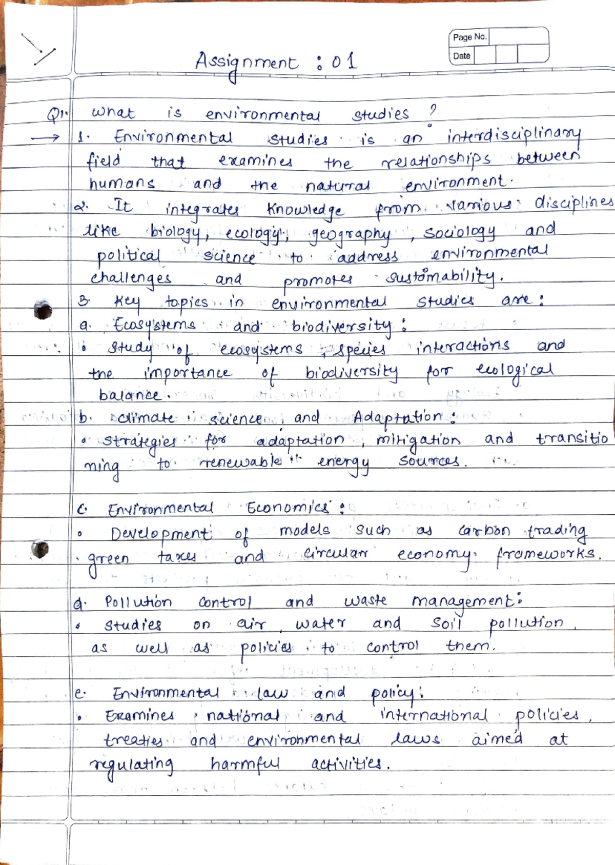 185-vikrant kadam(EVS) 2 - Page No. Assignment : 01 Date Q1. what is ...